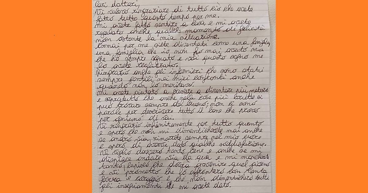 Lettera ragazzo di 13 anni dall'ospedale: "Sogno una famiglia”
